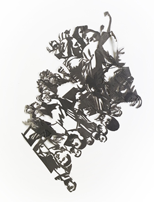 Sarah Kabot’s Collages Look Back on a Year in the News at Heights Arts ...
